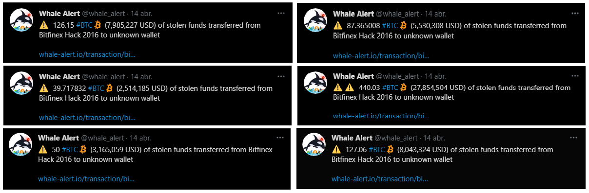Hackers mueven $623 millones de USD en BTC robados a Bitfinex en 2016